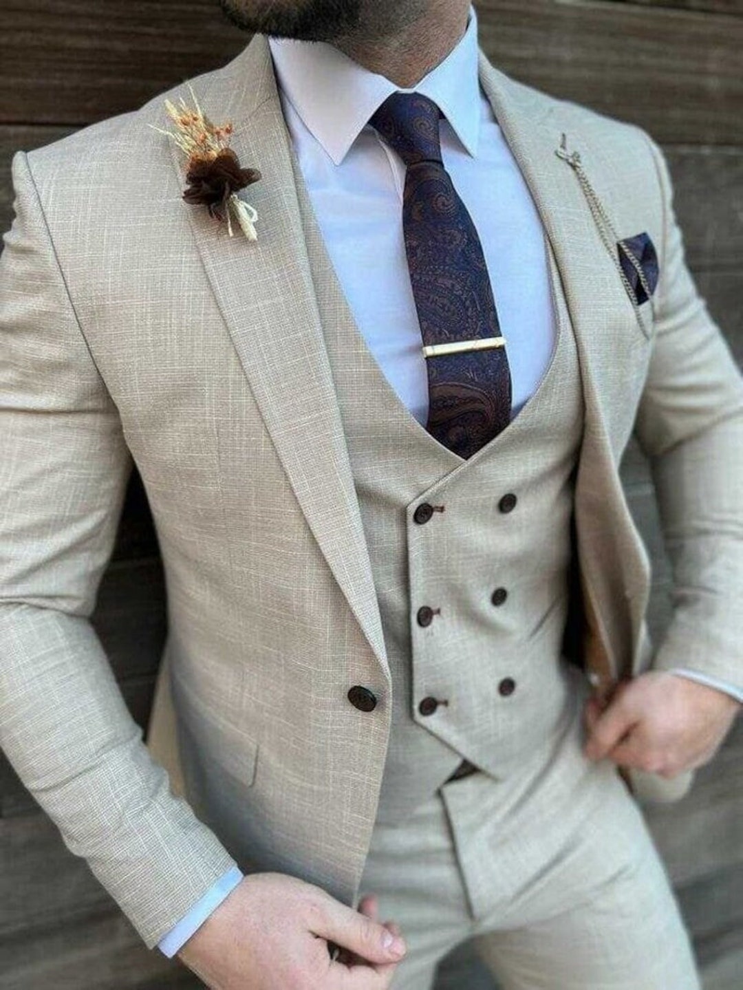 Men LINEN Suit Groom Wear Dinner Suits Wedding Suits 3 Piece - Etsy