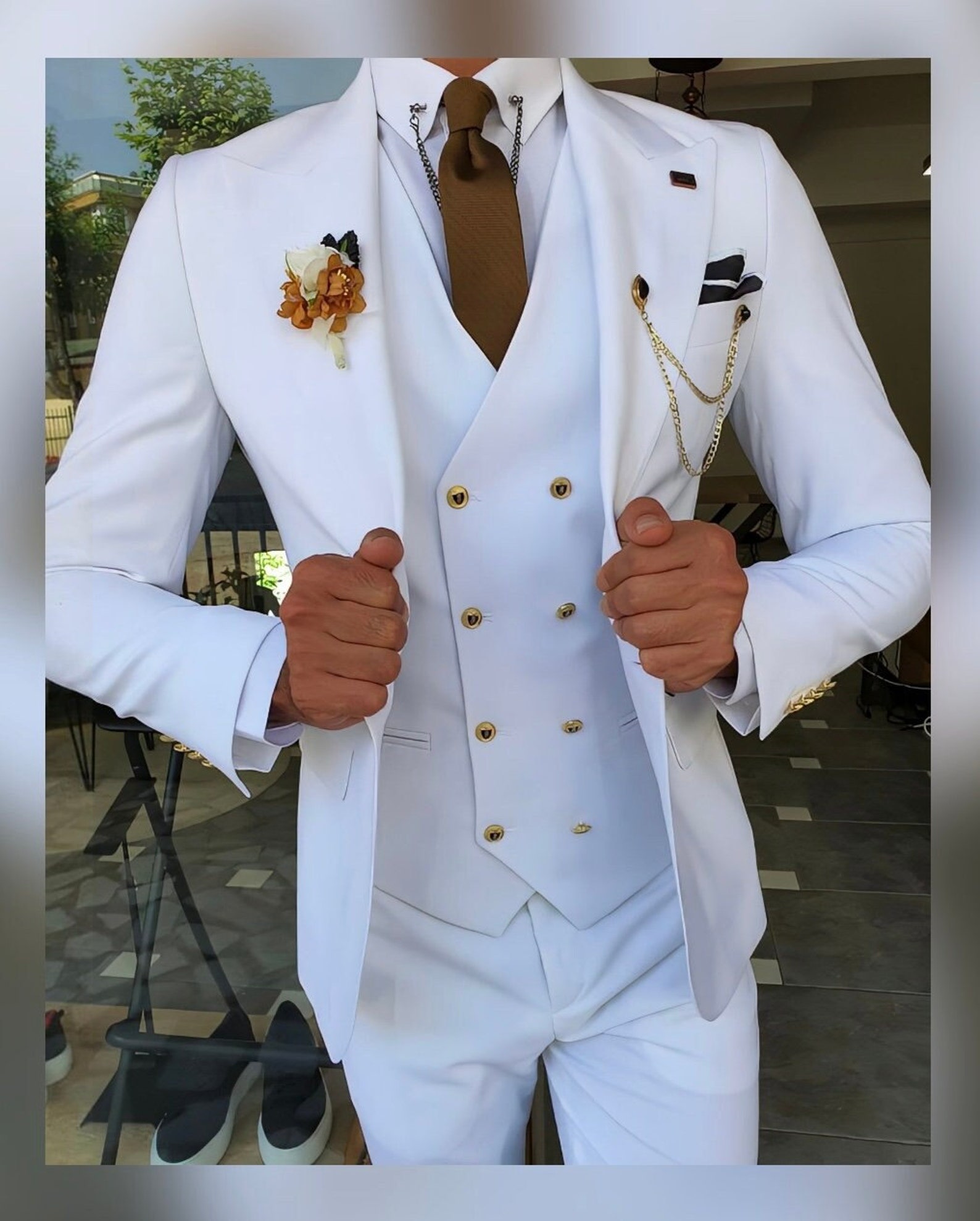Luxury Men White Suits Wedding Stylish Fashion Slim Fit 3 - Etsy