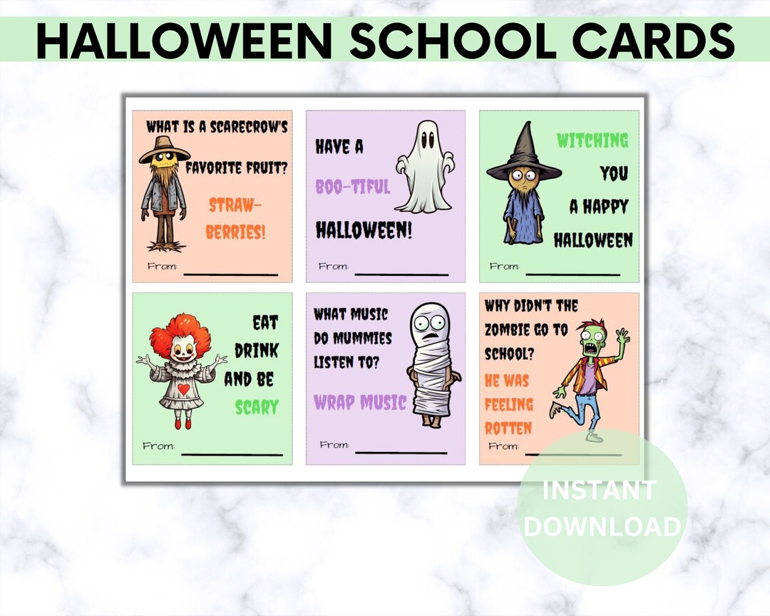 Printable Halloween Classroom Cards - Etsy