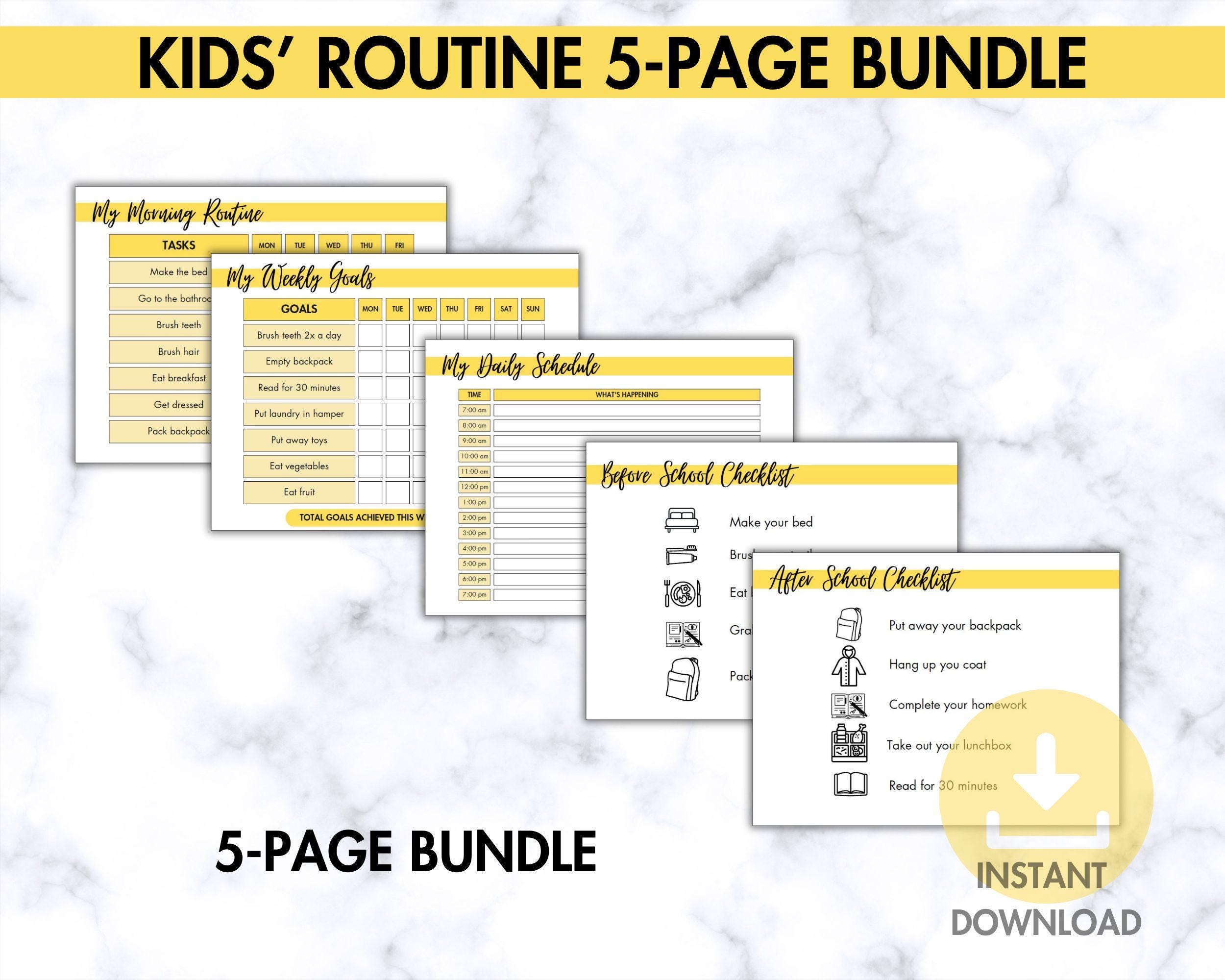 Kids' Routine 5-page Bundle – Morning and After-school Checklists ...