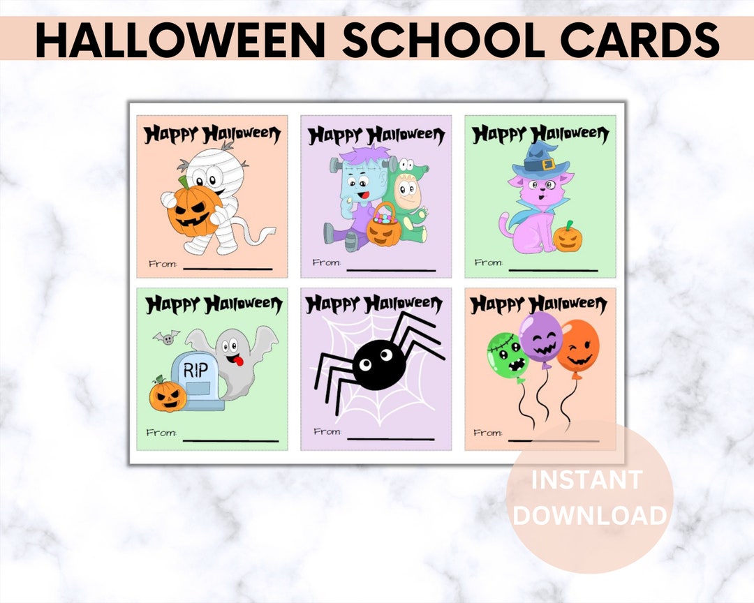 Printable Halloween Classroom Cards - Etsy