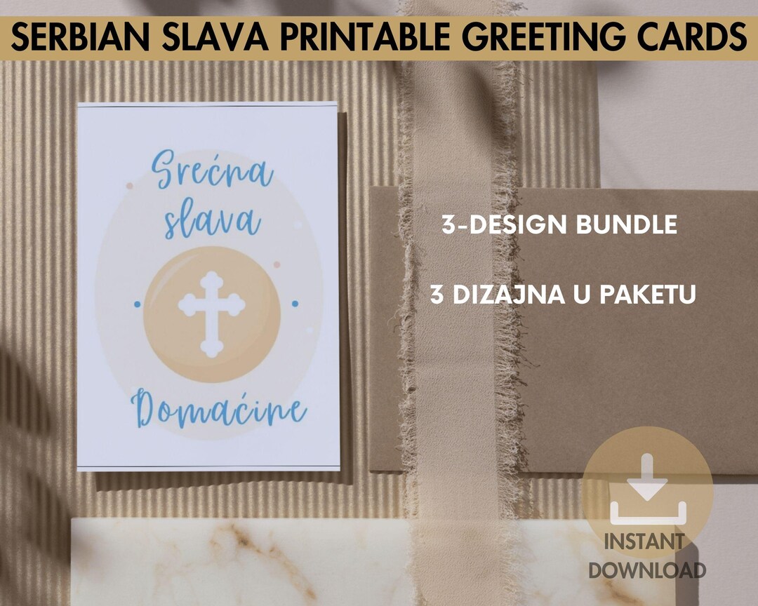 Serbian Slava Greeting Card Printable 3-pack 5x7 Cards for Printing - Etsy