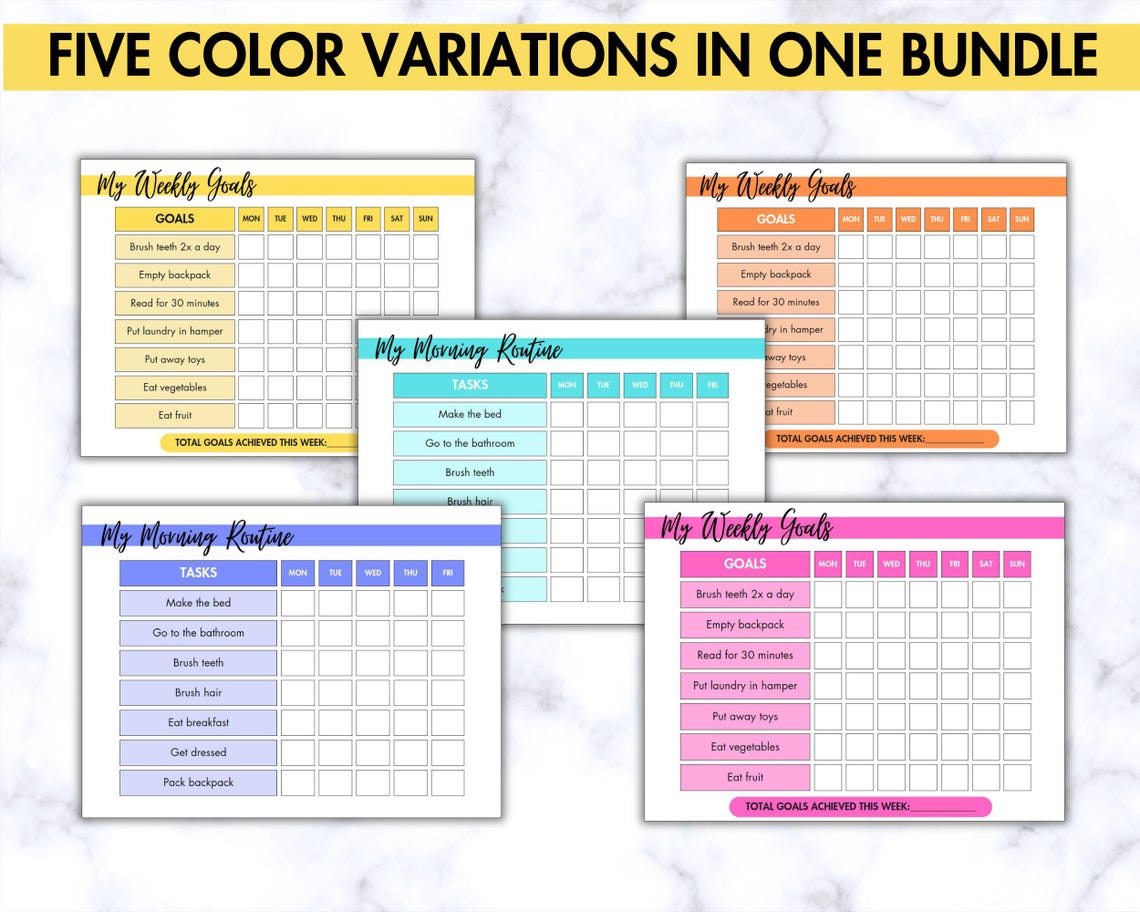 Kids' Routine 5-page Bundle – Morning and After-school Checklists ...