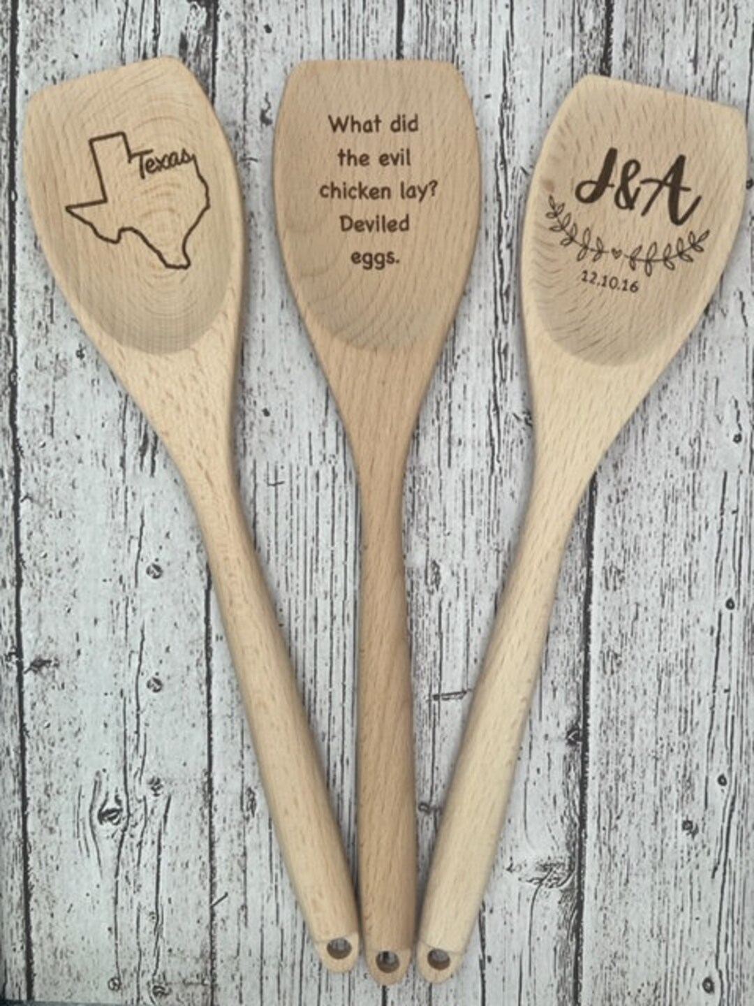 Monogram Wooden Spoon Set- Custom Spoon, Gift, Wedding, Engagement ...