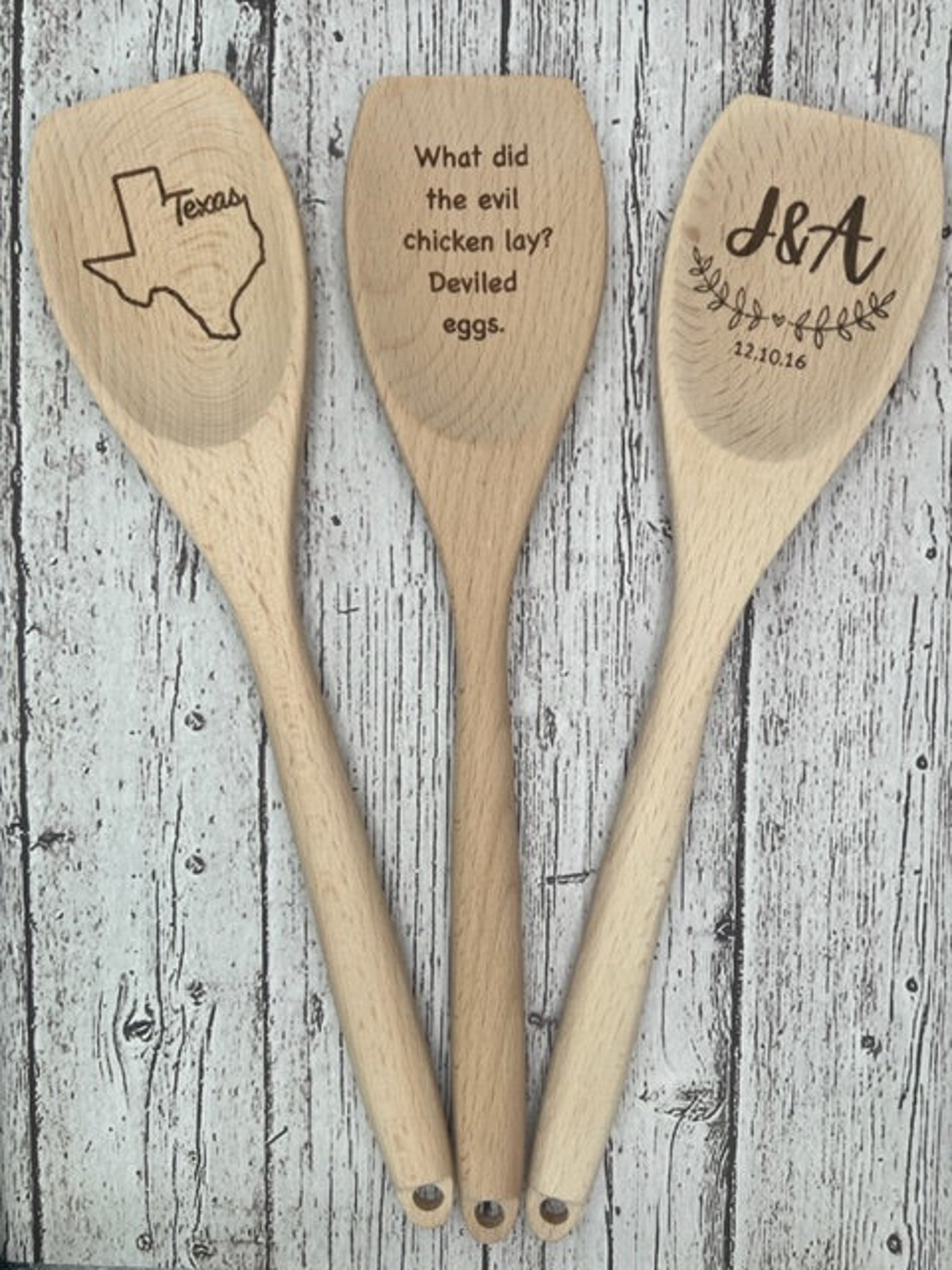 Monogram Wooden Spoon Set- Custom Spoon, Gift, Wedding, Engagement ...