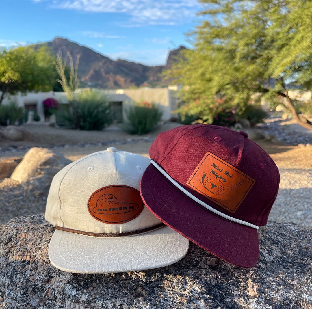 Golf Hat - Leather Patch 5 Panel : Talk Birdie to Me - Etsy