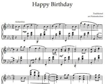 Happy Birthday to You Easy Piano Sheet Music, Digital Downloadable Musical Sheets, Kids Beginner ...