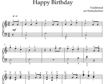 Happy Birthday to You Digital Easy Sheet Music Key of C - Etsy