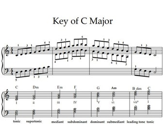 C Major Scale and Chords, Easy Piano Scales, Easy Piano Chords, Easy ...