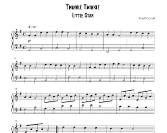Twinkle Twinkle Little Star Piano Printable Sheet Music With Alphabet ...