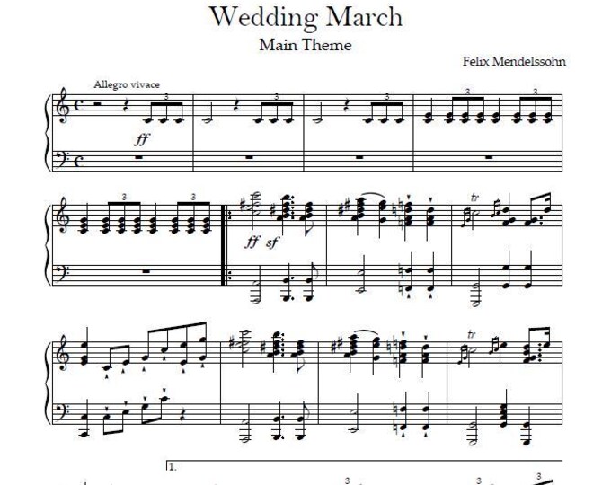 Wedding March – Main Theme | Sheet Music PDF | Digital Download - Etsy