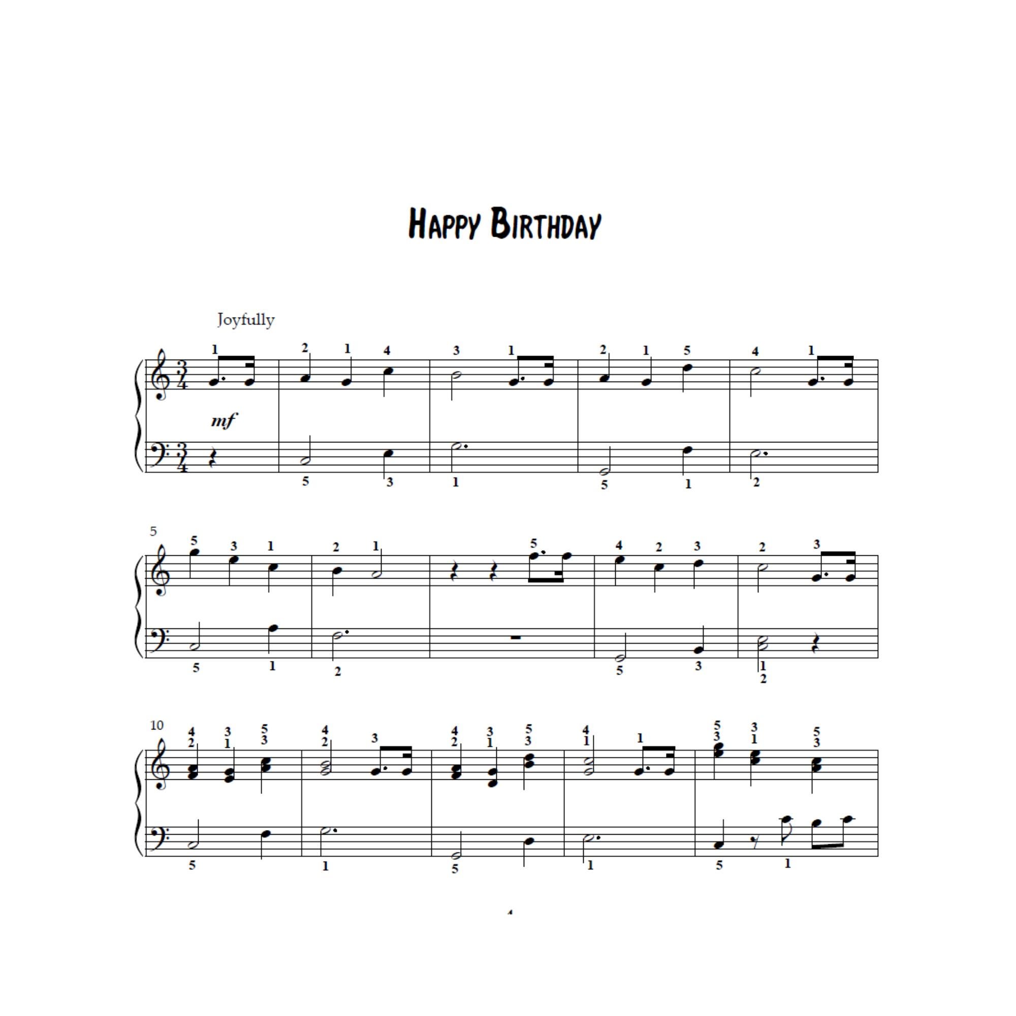 Happy Birthday for Piano – Easy Piano Sheet Music, Instant PDF Download ...