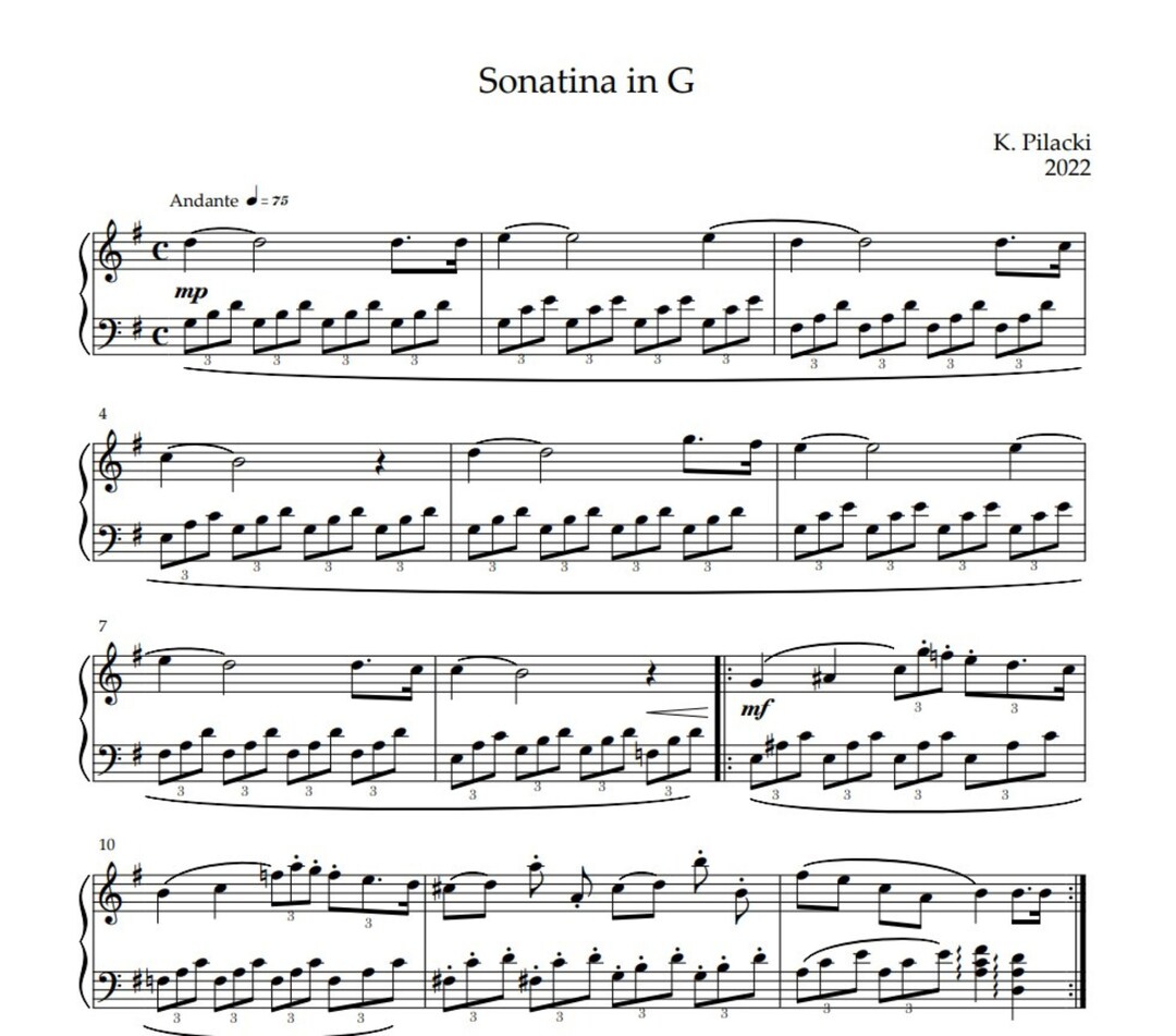 Original Piano Composition – Sonatina in G Major | Digital Download PDF ...