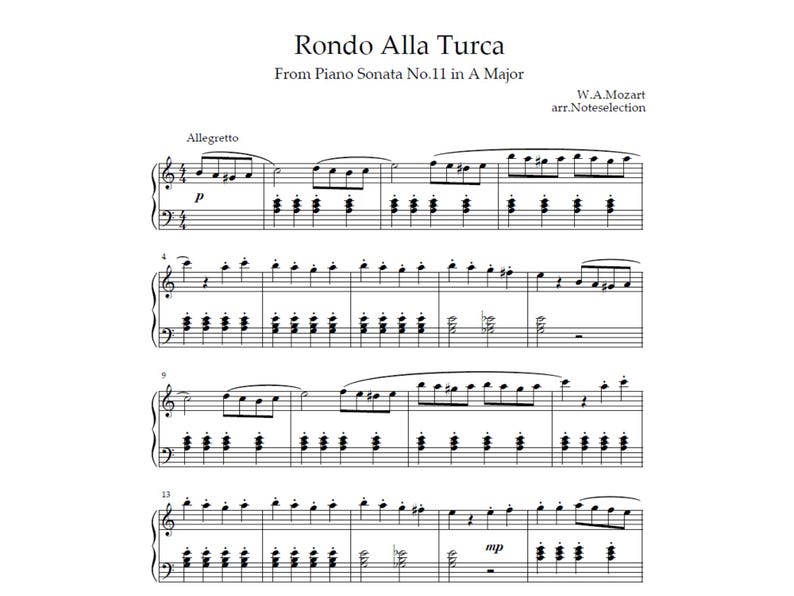 Mozart – Rondo Alla Turca | Simplified & Shortened Version | Piano ...