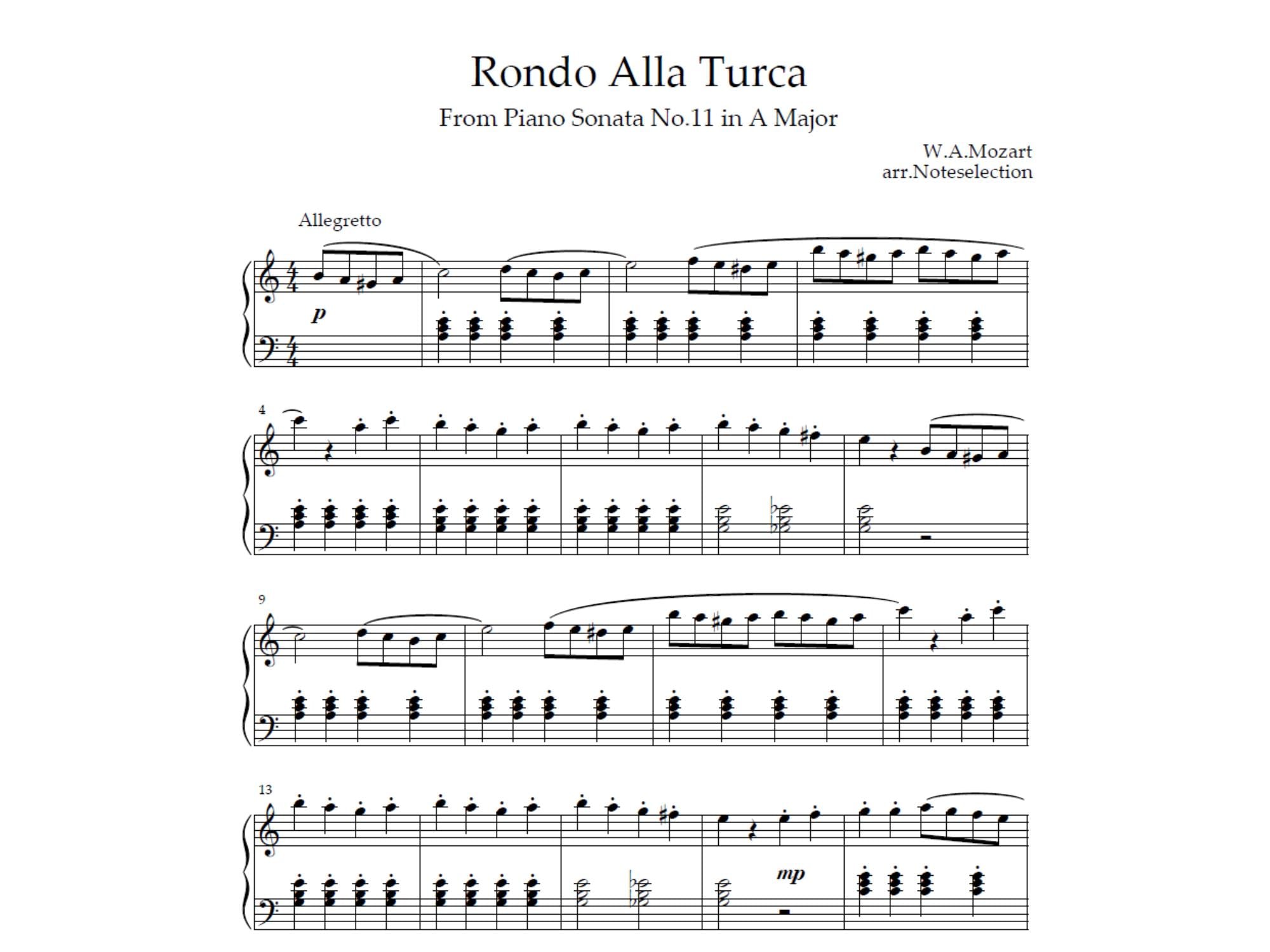 Mozart – Rondo Alla Turca | Simplified & Shortened Version | Piano ...