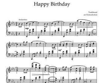 Happy Birthday Color Coded Beginner Piano Music Sheet - Etsy