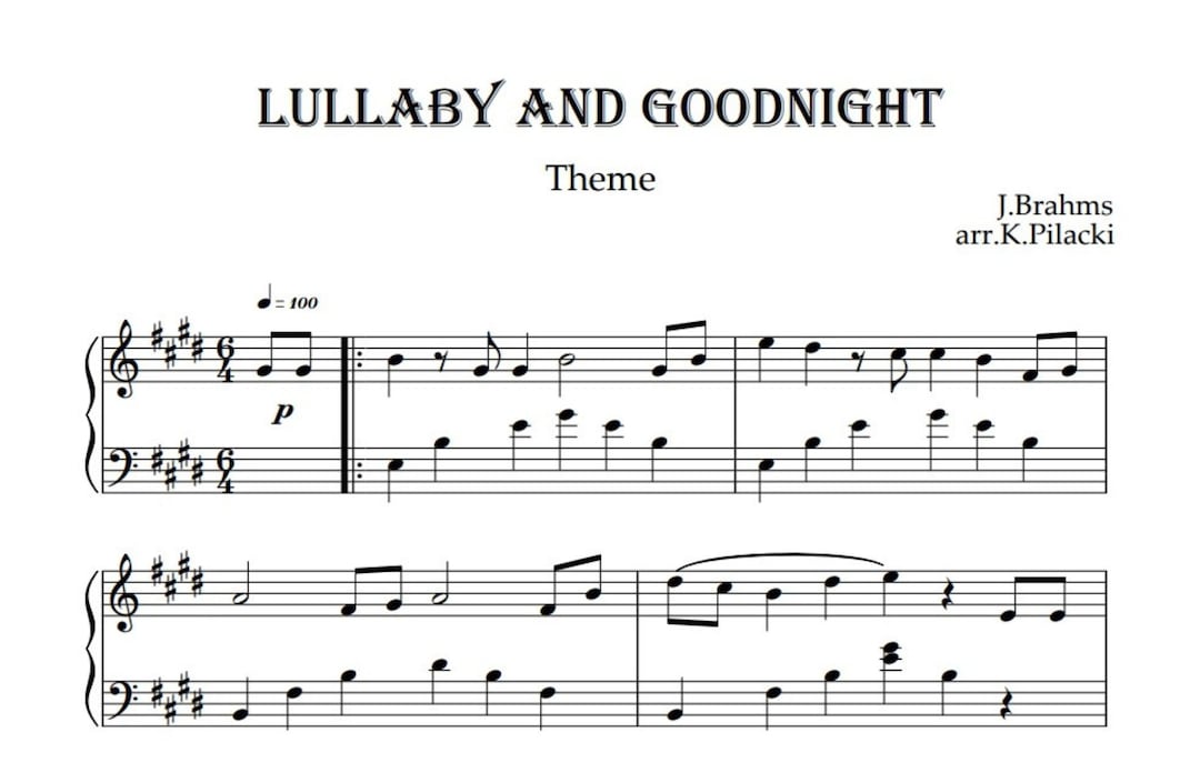 J.brahms Lullaby and Goodnight Theme for Piano - Etsy