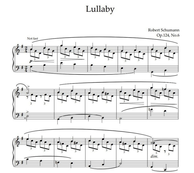 Robert Schumann - Lullaby (piano Sheet Music) - Etsy