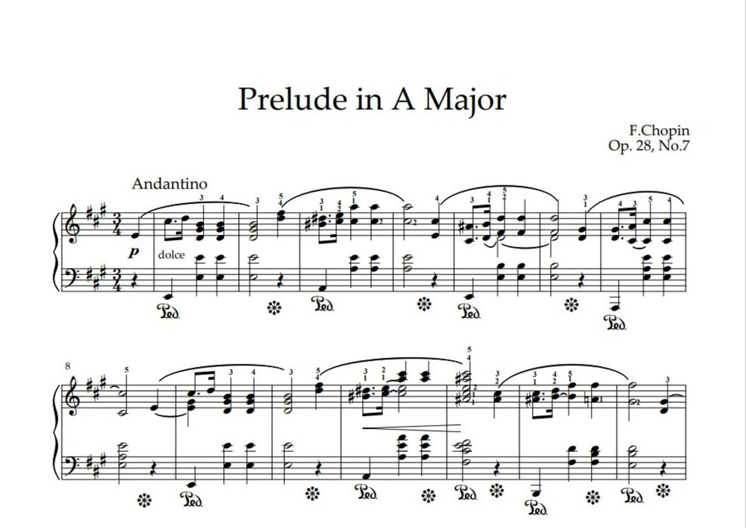 Frederic Chopin - Prelude in A Major Op.28, No.7, Sheet Music PDF ...