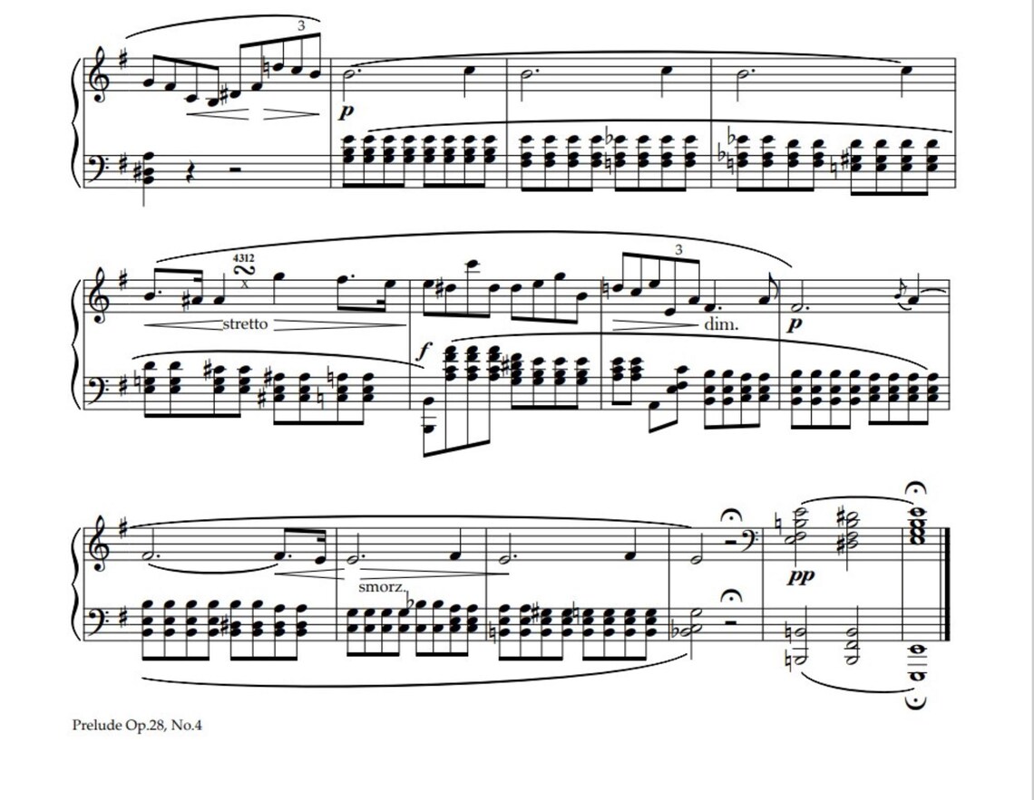 Frederic Chopin - Prelude in E Minor, Piano Sheet Music (instant PDF Download) - Etsy