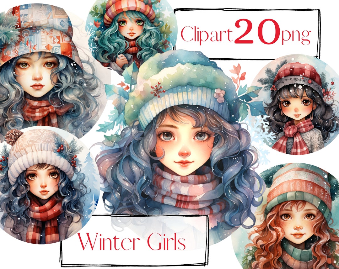 Winter Girl, Christmas Girl, Christmas Clipart. Winter Clipart, in a ...