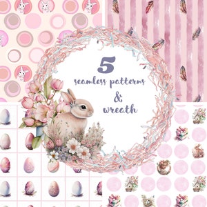 Easter Bundle. Spring Clipart, Pink Floral Clip Art, Boho Easter ...