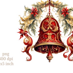 Red Christmas Bell Clipart. Ornamental Clipart. Christmas Clipart ...