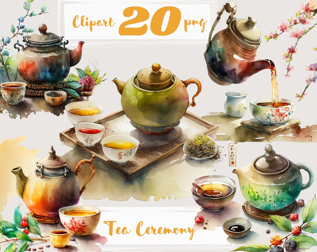 Tea Ceremony Clipart, Tea Time Clipart, Chinese Japanese, Garden Picnic ...