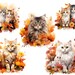 Cat Clipart Autumn Clipart Watercolor Clipart Png Bundle. - Etsy