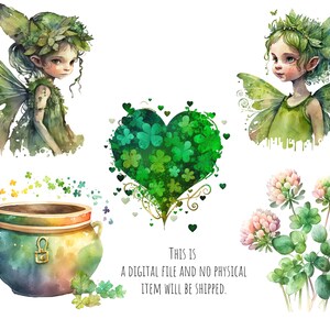 Green Fairy Clipart: St. Patrick's Day Watercolor Pixie PNG (digital ...