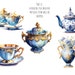 Blue Tea Time Clipart, Tea Set Clip Art, Vintage Teacup Clipart ...