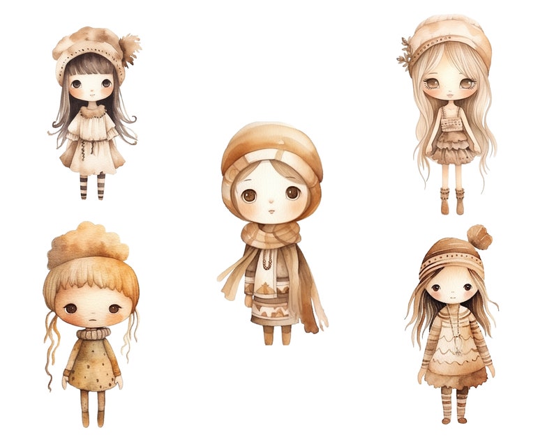 Boho Doll Clipart, Nursery Clipart, Girl's Birthday, Kid, Toys Clipart ...