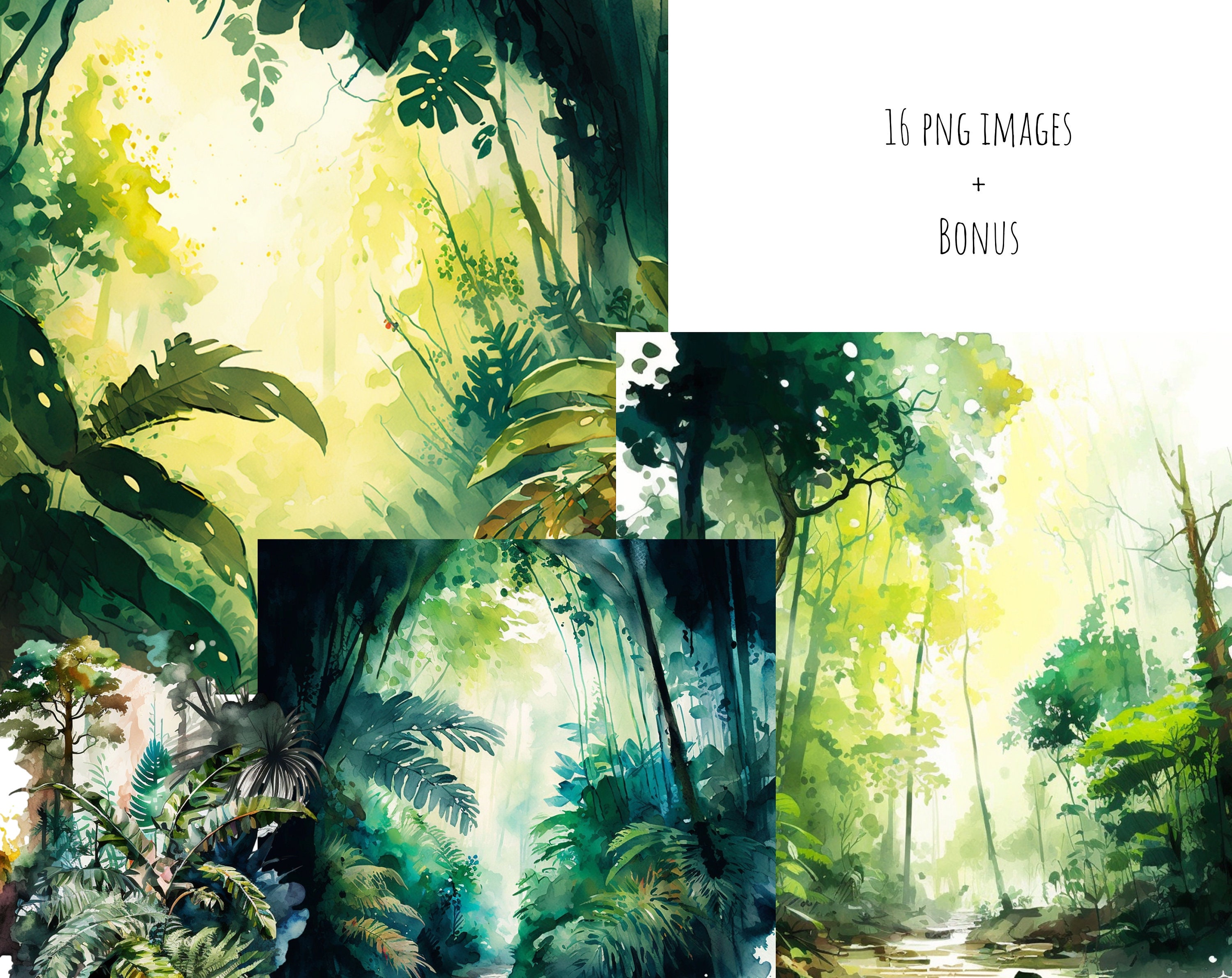 Rain Forest Clipart Wood Clip Art Png. Digital Watercolor. - Etsy