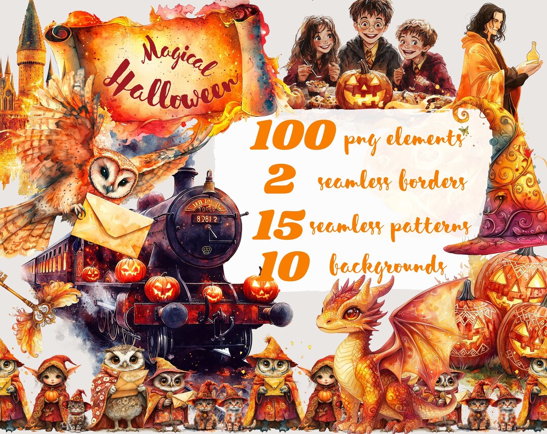 Magic School Bundle. Halloween Clipart, Witch and Wizard Png. Wands ...