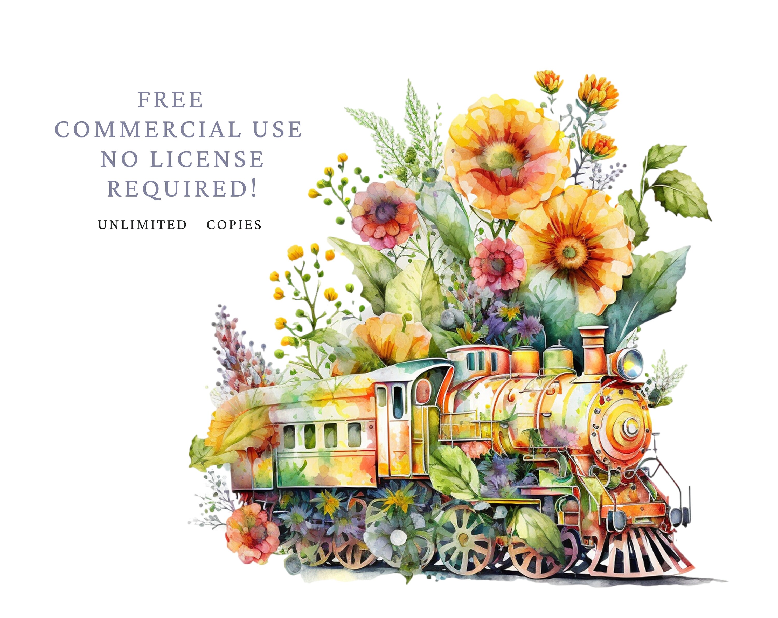 Watercolor Retro Train Clipart. Vintage Clipart Retro Clip - Etsy