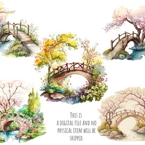 Spring Bridge Clipart, Garden Clip Art, Png. Digital Watercolor. Free ...