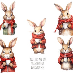 Christmas Bunny Clipart. Rabbit Clipart. Winter Clipart, Kid, Children ...