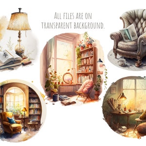 Book Clipart, Cozy Reading Corner Bundle, Bookshelf, Bookcase ...