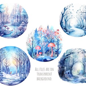 Winter Fairy Forest Clipart, Png. Digital Watercolor. Free Commercial ...