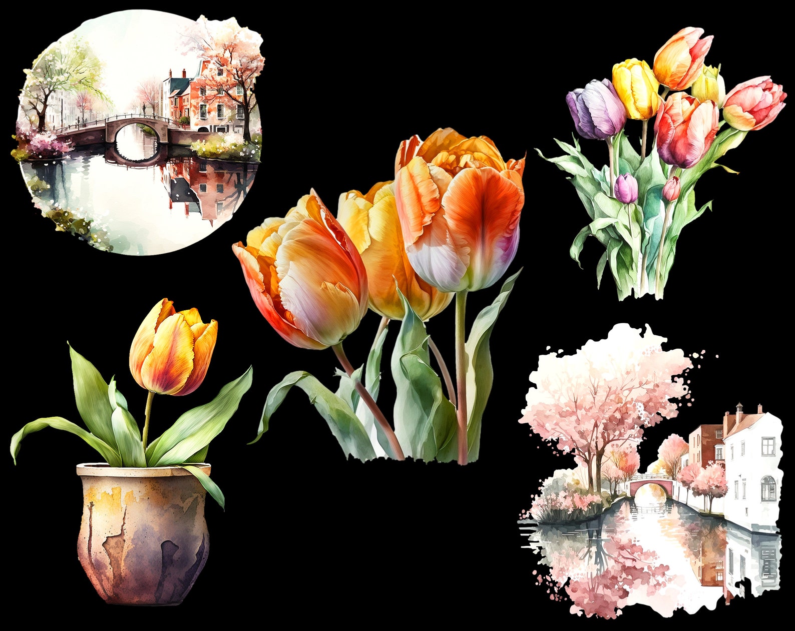 Holland Clipart, Netherlands Clip Art, Tulip Clipart ,romantic, Europe ...