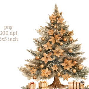 Boho Christmas Tree Clipart. Christmas Decoration Clipart. Christmas ...