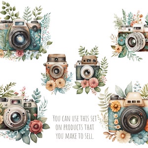 Watercolor Retro Cameras Clipart. Vintage Clipart, Retro Clip Art, Boho ...