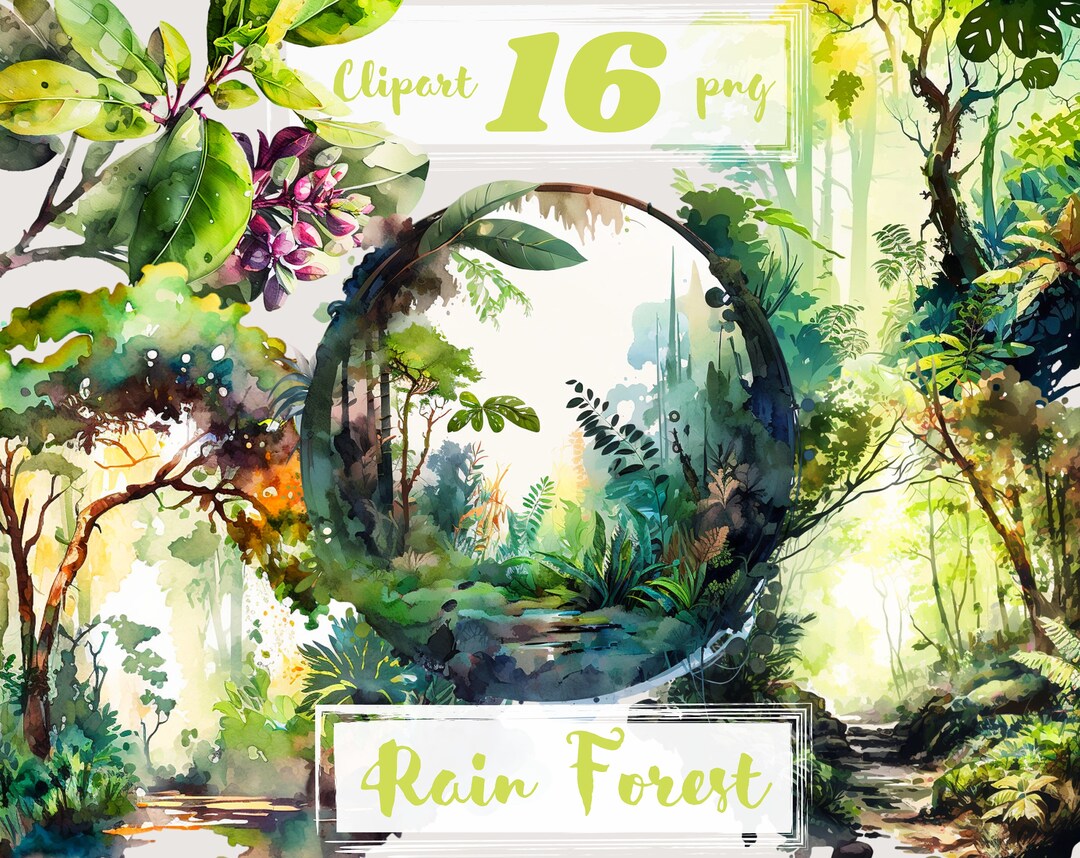 Rain Forest Clipart, Wood Clip Art, Png. Digital Watercolor. Free ...