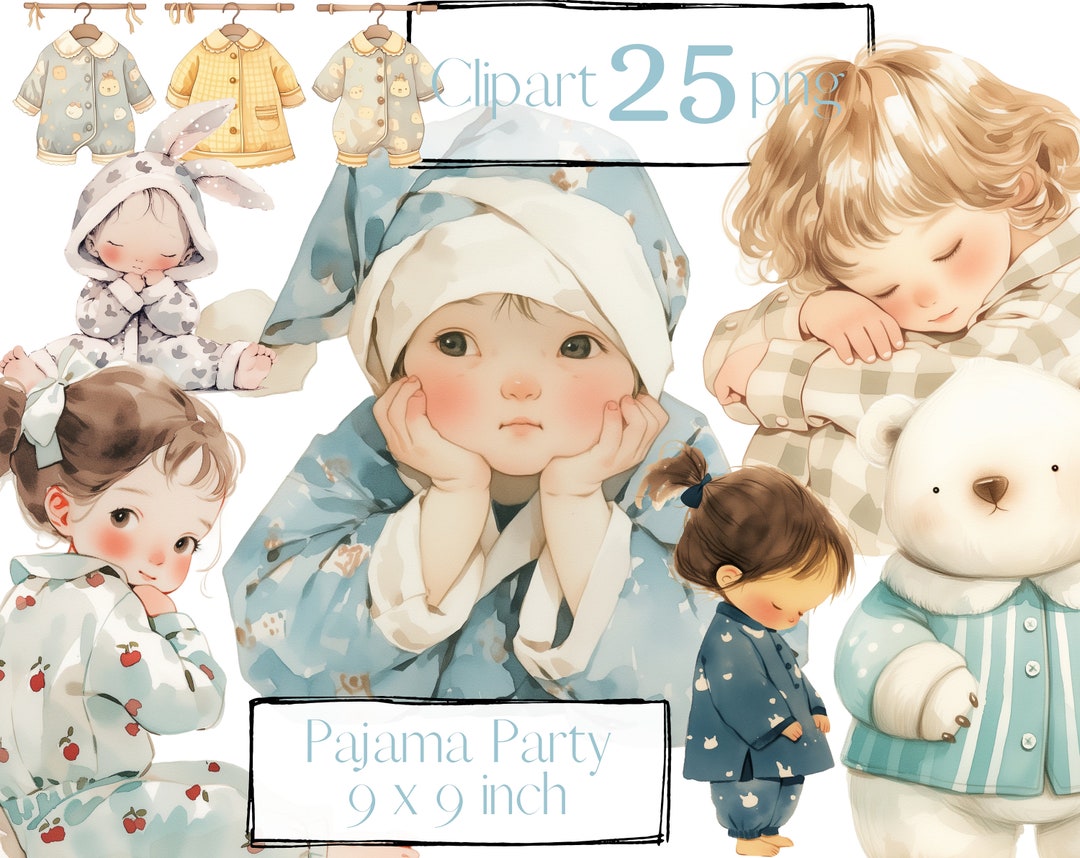 Pajama Party Clipart. Nursery Clipart. Children Clipart, Kid Clipart ...