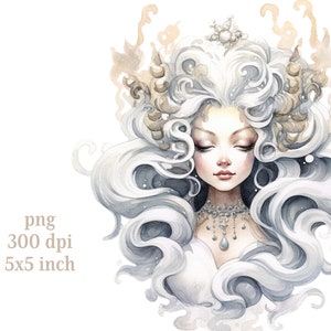 White Lady Clipart, Woman Clipart, Celestial Clipart, White Queen ...