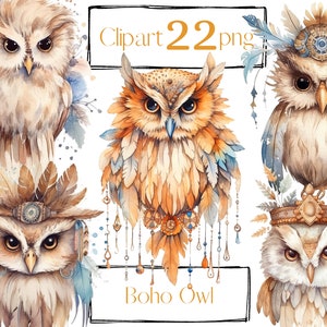 Boho Owl Clipart. Vintage Clipart, Retro Clip Art, Boho. Fantasy ...