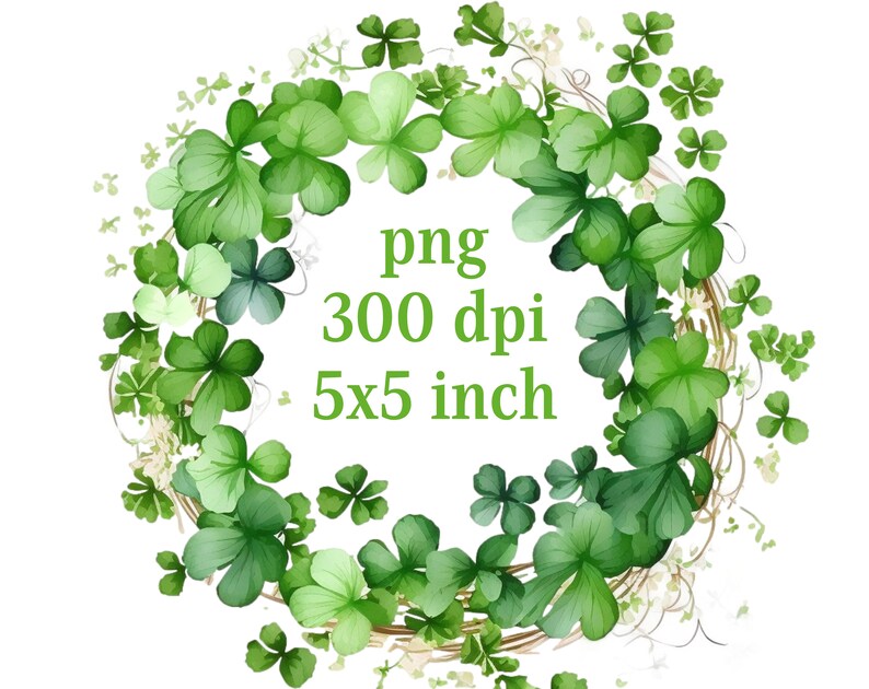 Watercolor Clover Clipart: Shamrock Wreaths, St Patrick PNG (digital ...