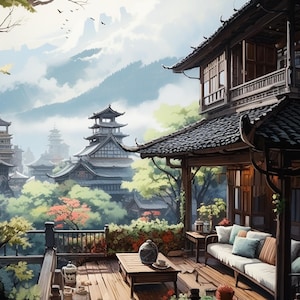 Balcony Digital Paper, Travel Digital Paper. Watercolor Scrapbook Paper ...