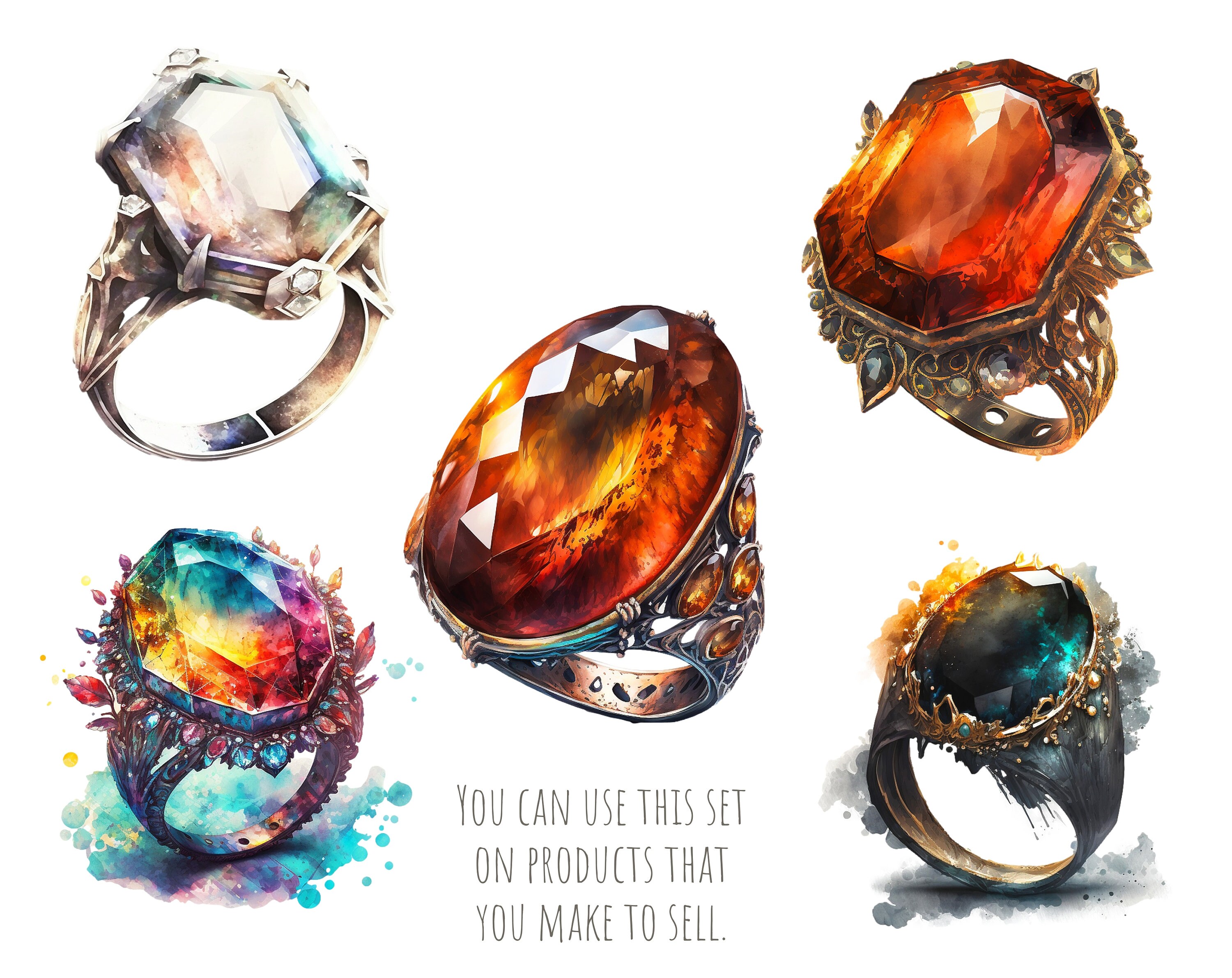 Jewelry Clipart Ring Clip Art Gemstone Jewellery Emerald - Etsy UK