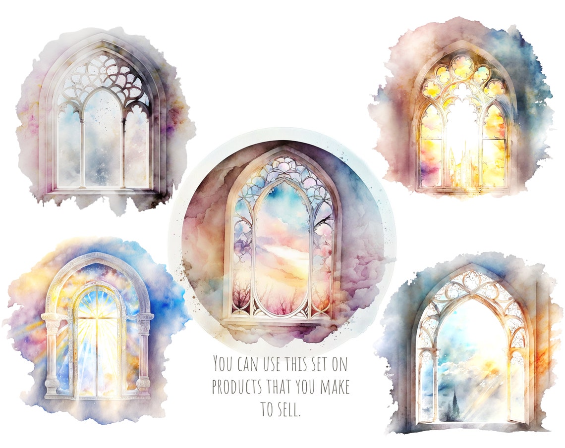 Window Clipart, Heavenly Windows Clip Art, Png. Digital Watercolor ...